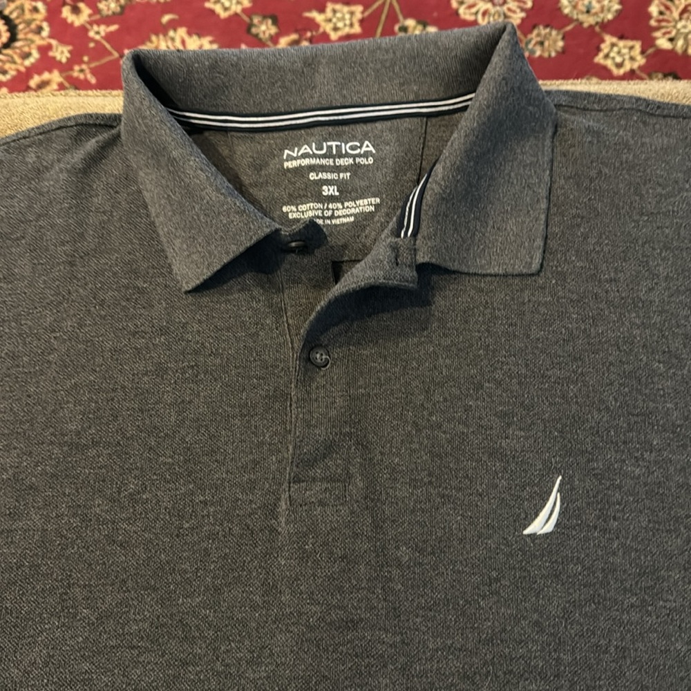 Nautica Vintage Gray Performance Deck Polo Shirt Clas… - Gem